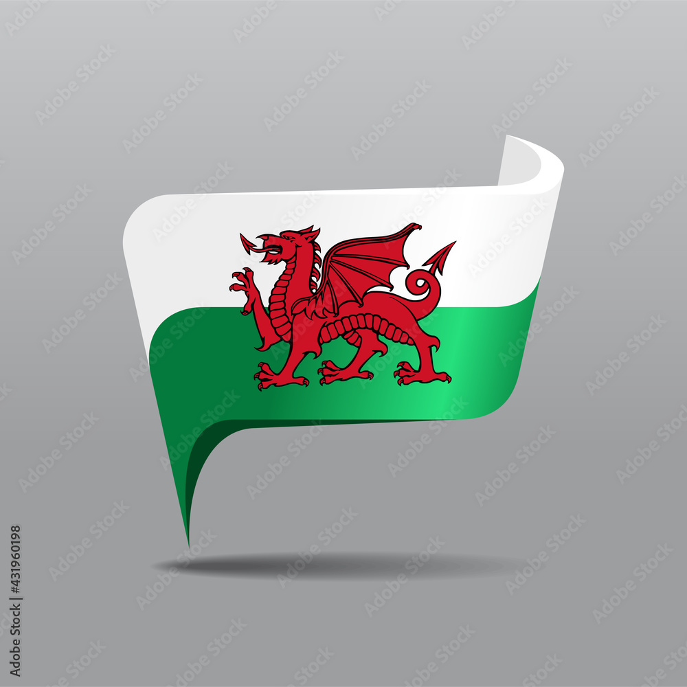 Welsh flag map pointer layout. Vector illustration. Stock Vector ...