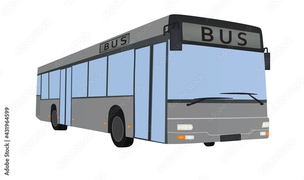 Grey city bus. vector illustration Stock Vector | Adobe Stock