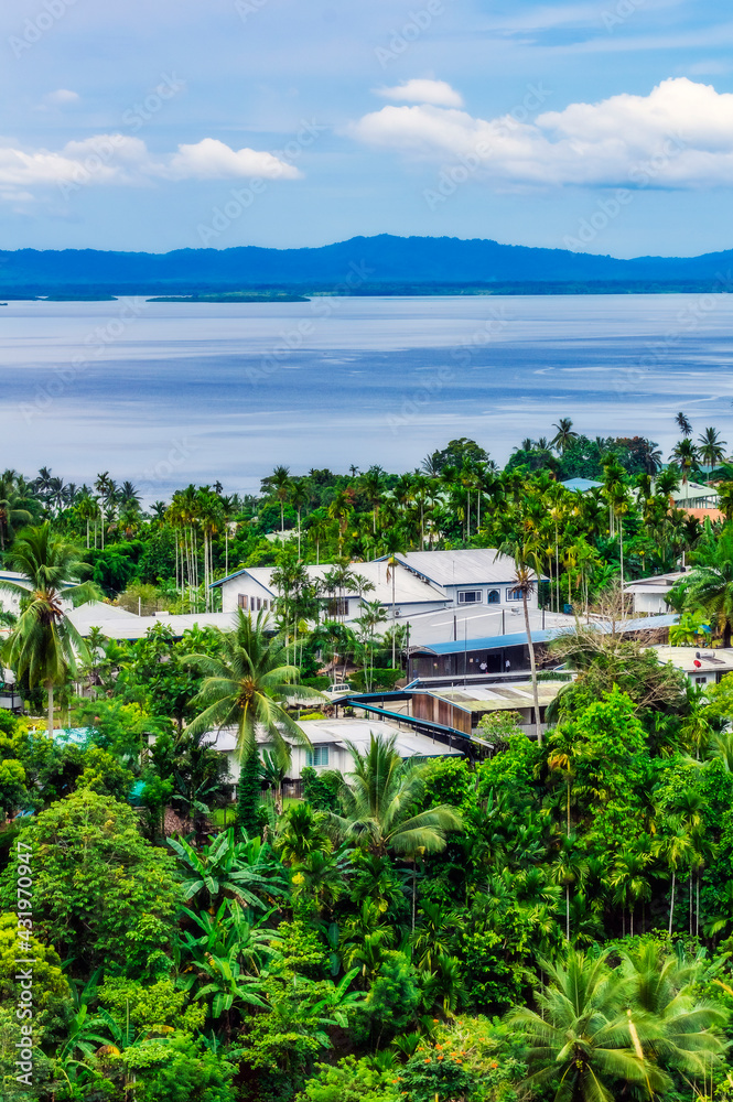 Papua New Guinea, Milne Bay Province, Alotau, Coastal town surrounded ...
