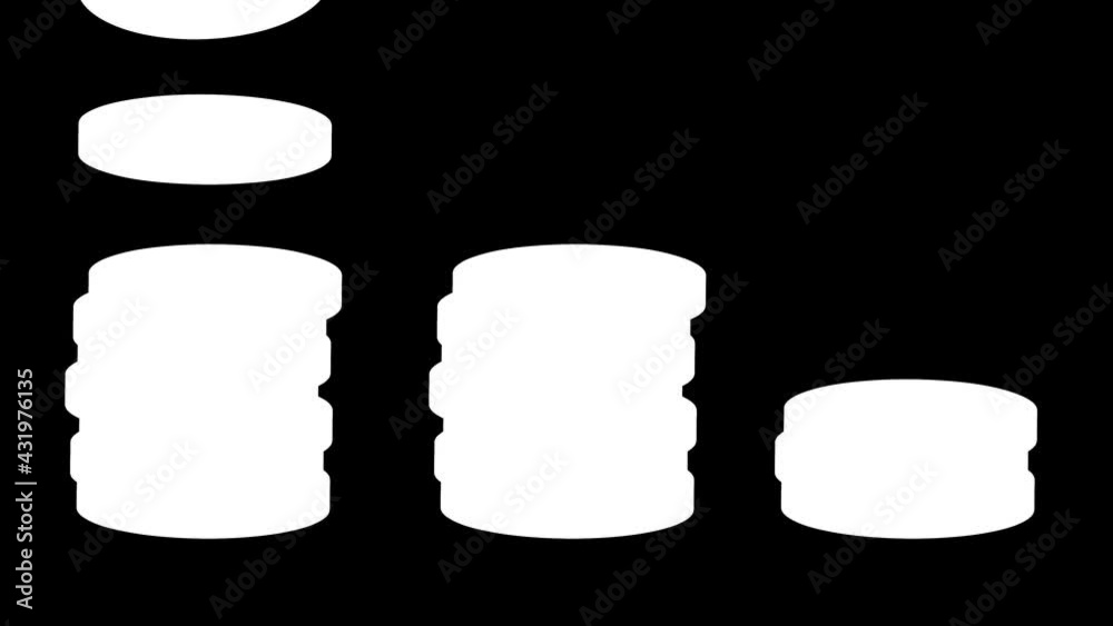 2d animation Raising of golden coins stacks on white background. Money ...