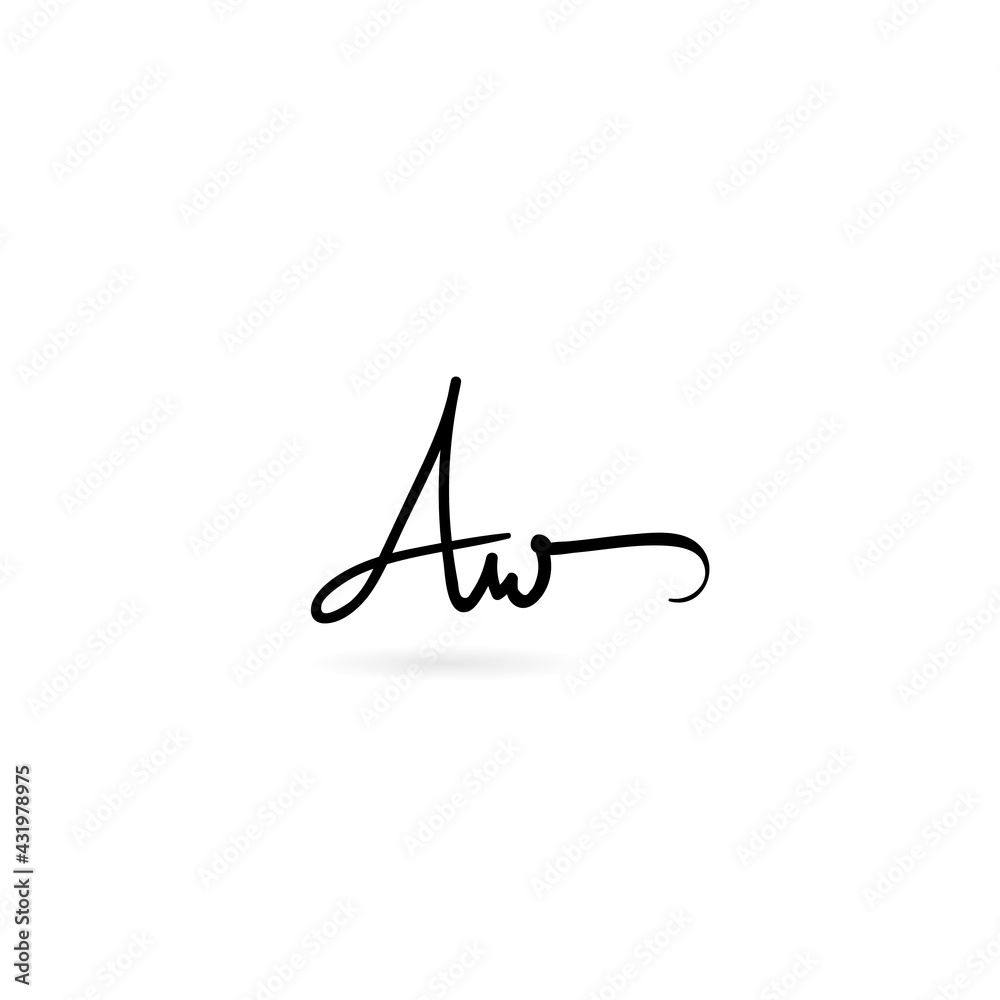 AW A W initial handwriting logo template. signature logo concept. Hand ...