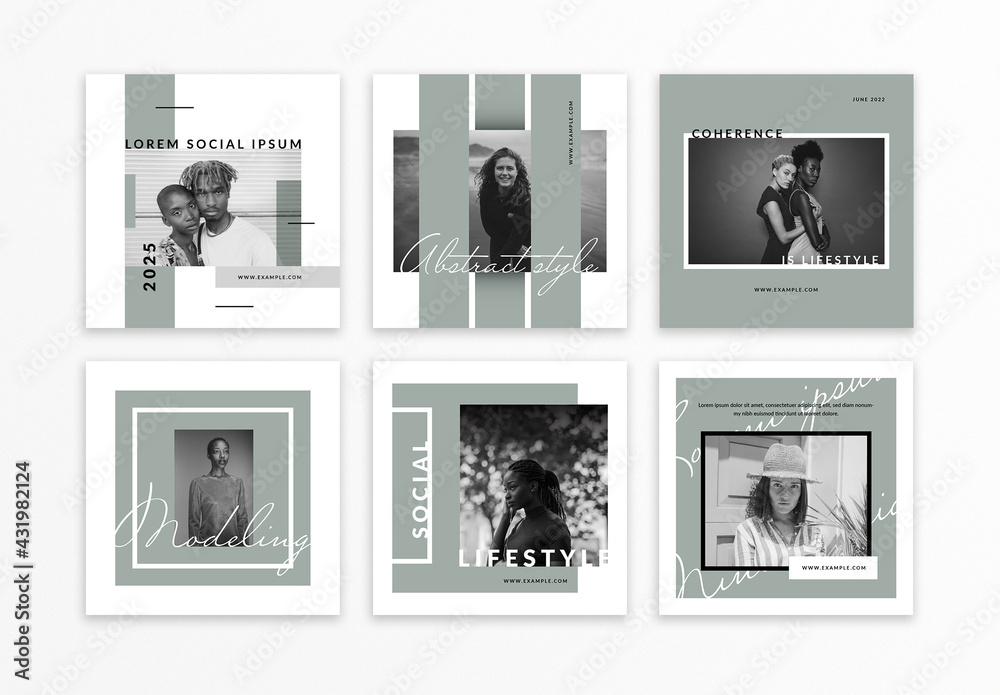 Modern Business Social Layouts with Yellow Accent Stock Template ...