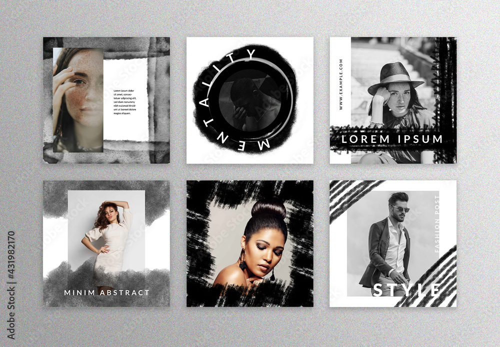 Social Media Layout Posts with Smartphone Mockups Stock Template ...