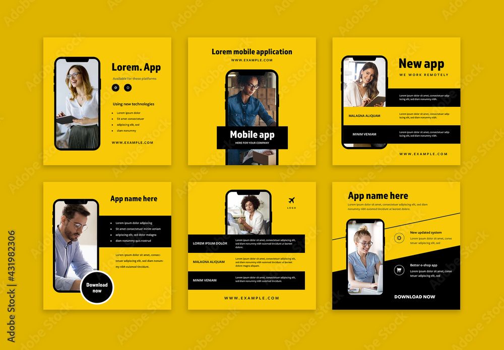 Social Layouts with Creative Backgrounds and Place for Photo Stock ...