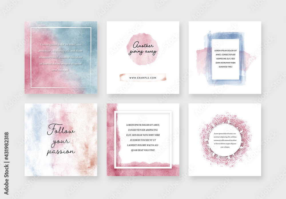 Pastel Color Social Media Layouts Stock Template | Adobe Stock