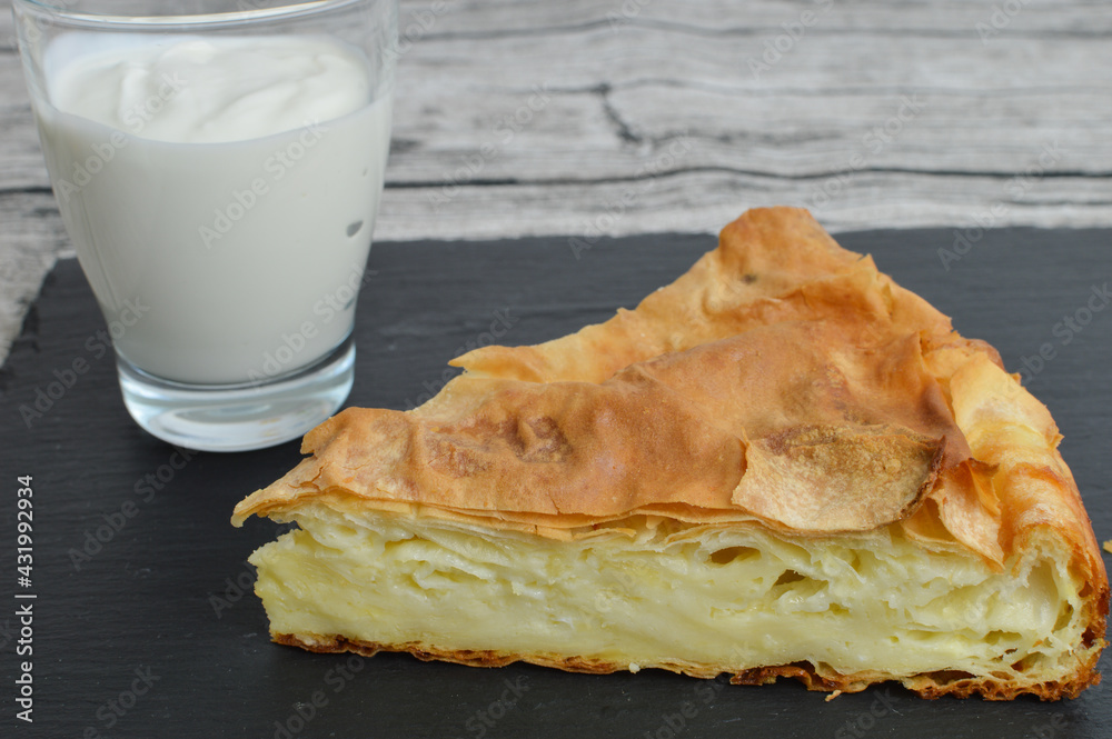 Traditional Balkan food, Serbian burek with cheese(burek sa sirom ...