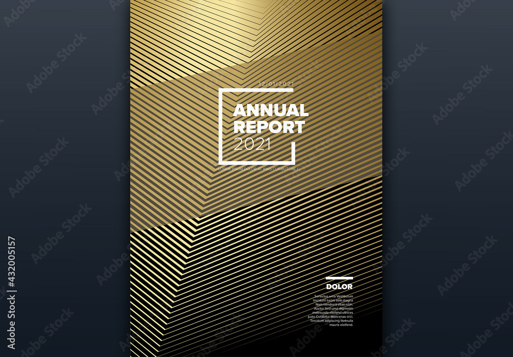 Golden Annual Report Front Cover Page Layout Stock Template | Adobe Stock