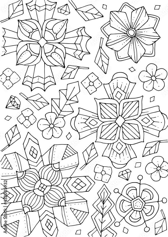 Hand drawing coloring for kids and adults. Beautiful drawings with ...