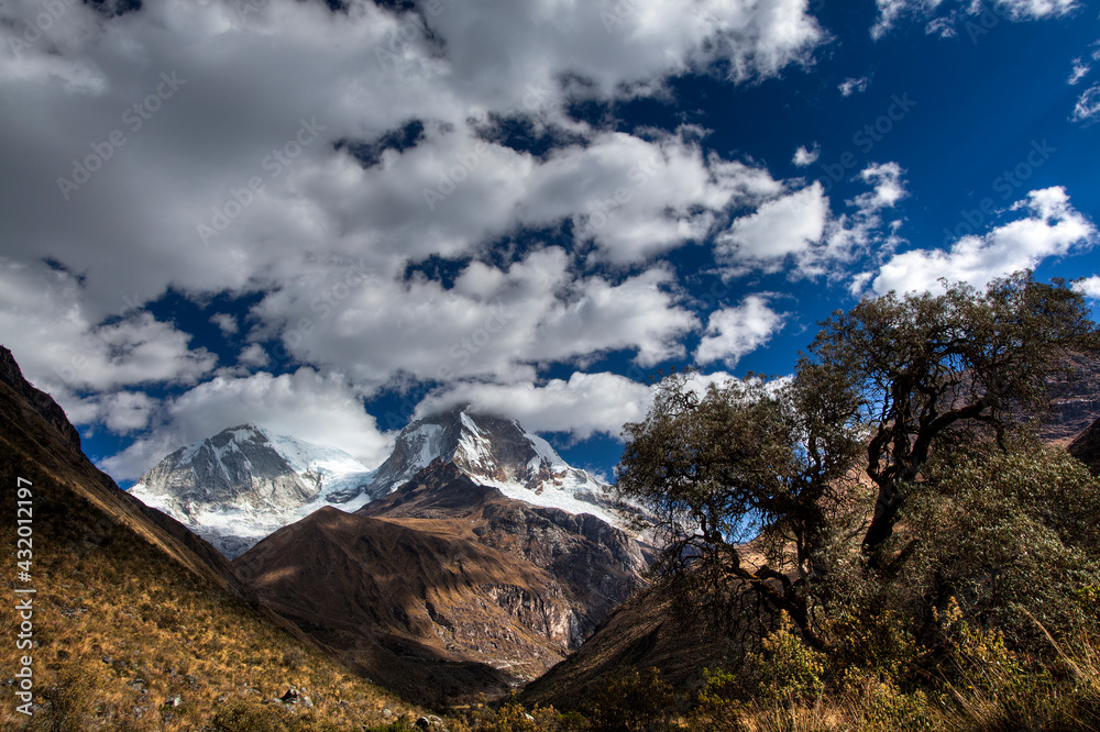 Huascaran, an extinct volcano in the Peruvian Andes, in western central ...