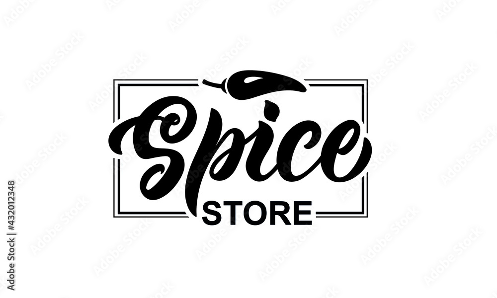 Spice store logotype with handwritten text. Modern brush calligraphy ...