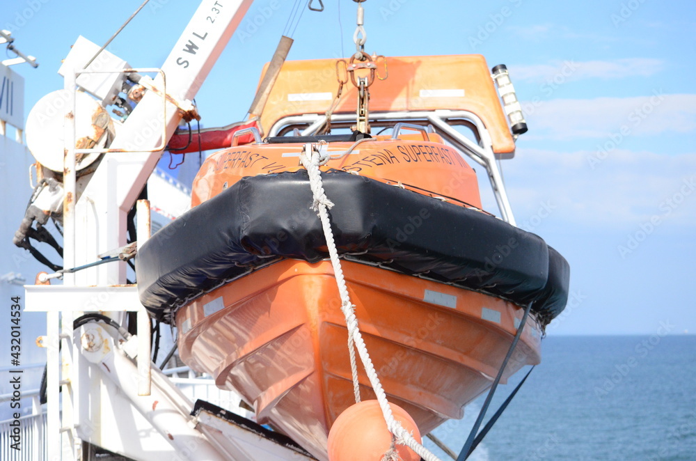 ferry safety equipment, life boats, rescue from stricken ship in the ...