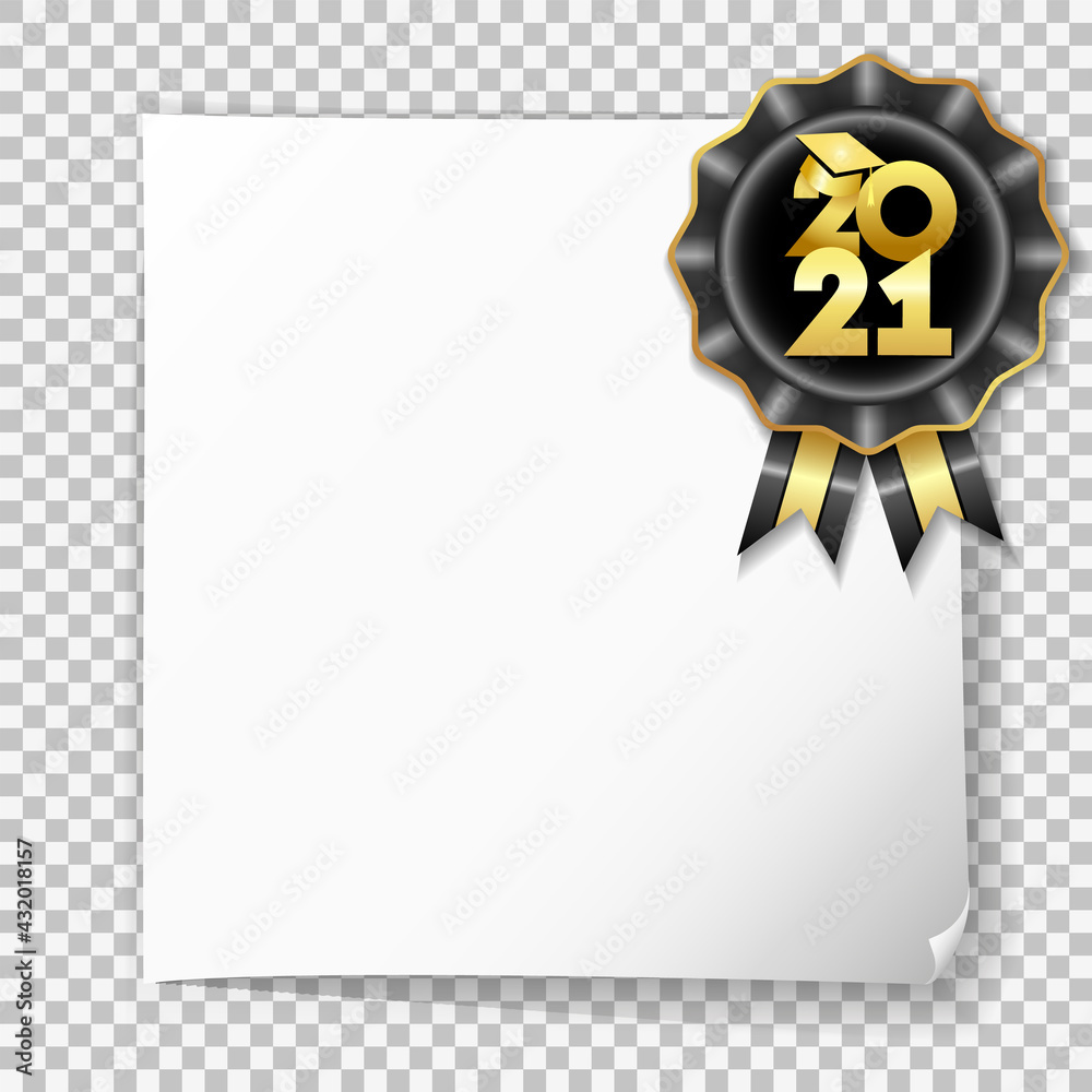 Class of 2021 white post note paper graduates poster with gold ...