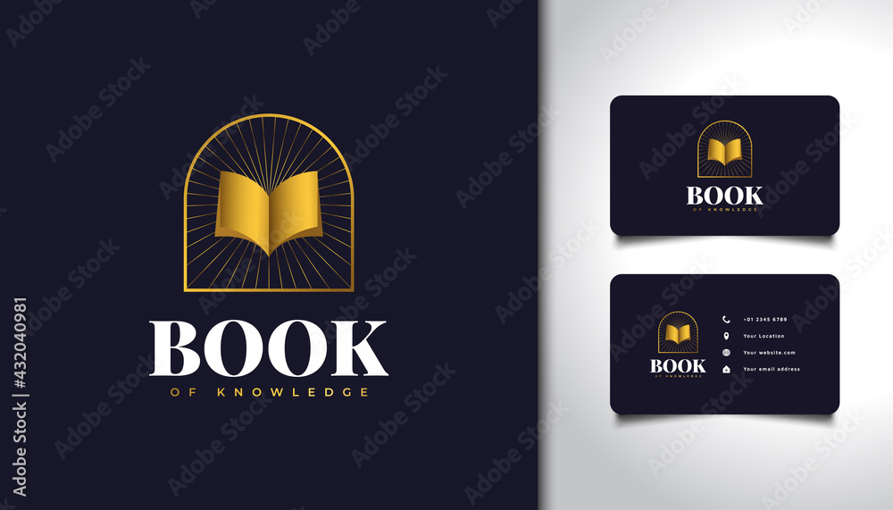 Open Book Logo with Luxury Vintage Style in Gold Gradient. Usable for ...