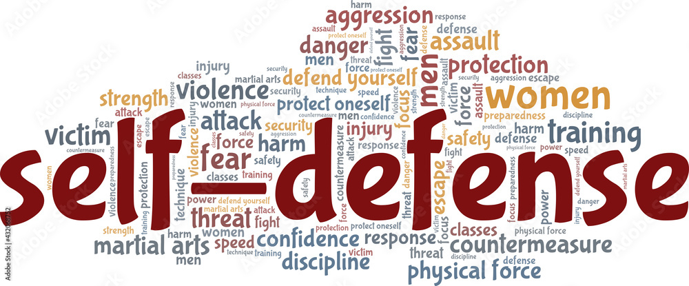 Poster Self-defense vector illustration word cloud isolated on a white ...
