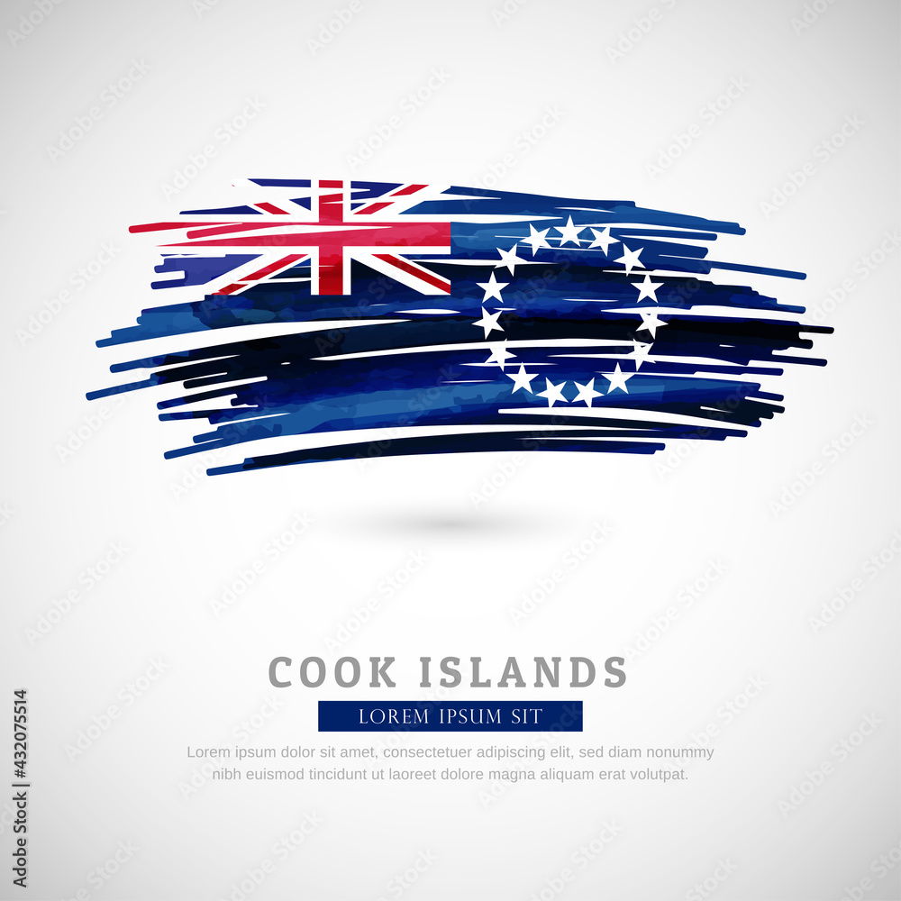 Brush flag of Cook Islands country. Happy national day of Cook Islands ...