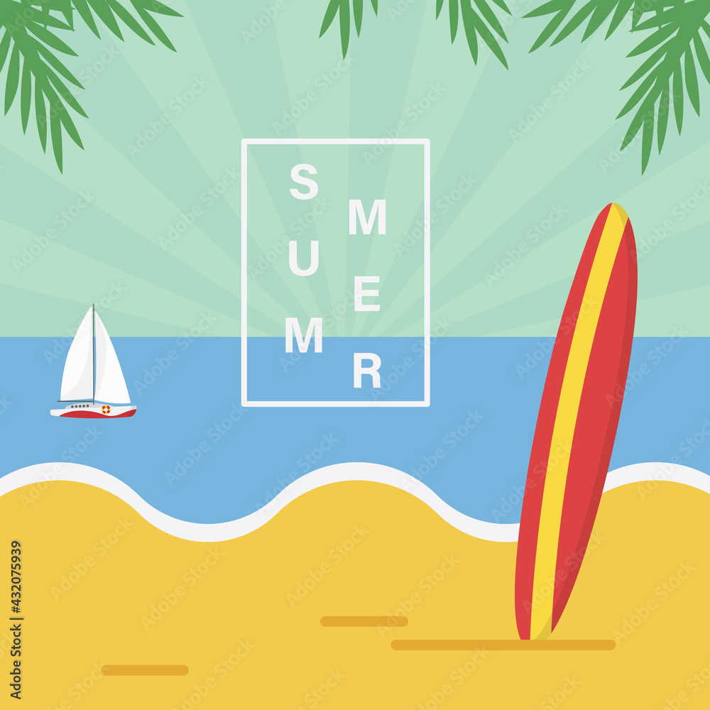 Border design with summer theme Stock Vector | Adobe Stock