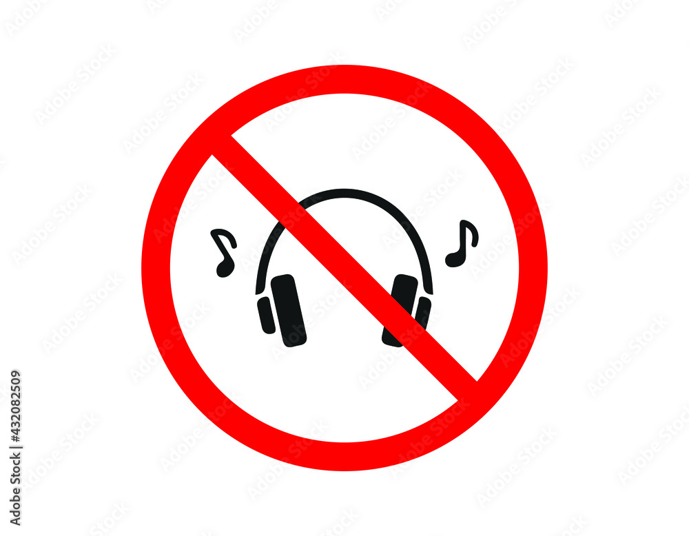 Do not use headphones sign, vector illustration from the collection of ...