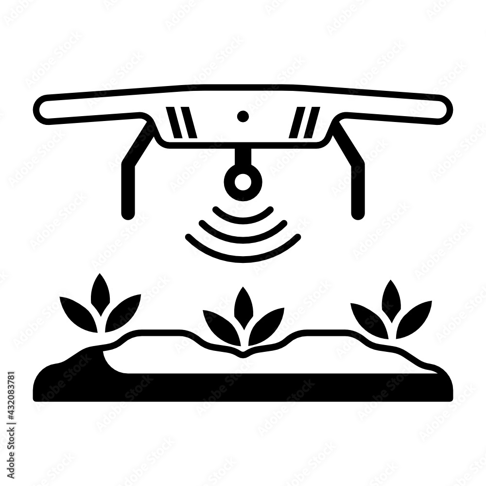 Crop growth monitoring with drone Concept, Aerial seeding Vector color ...