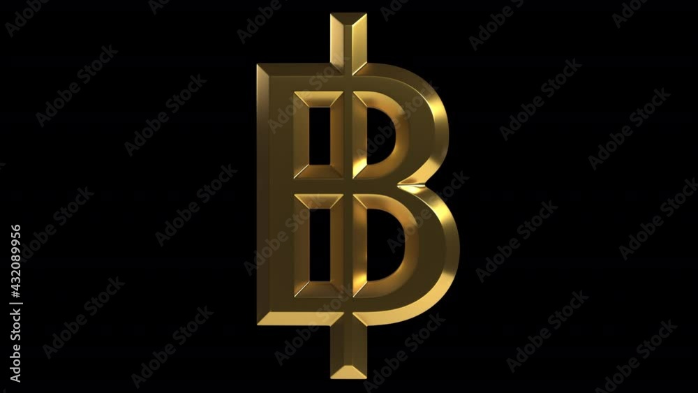Vidéo Stock THB Thai Baht Sign. Gold symbol on a transparent background ...