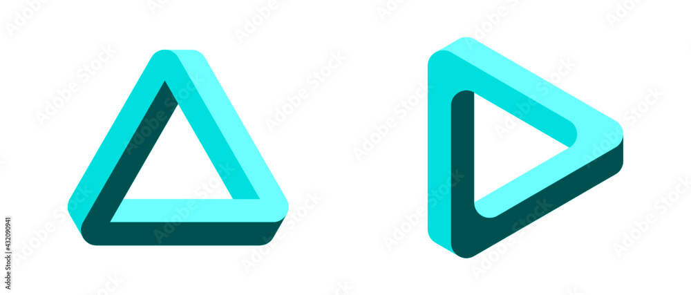 Impossible triangle. Penrose optical illusion isolated on white ...