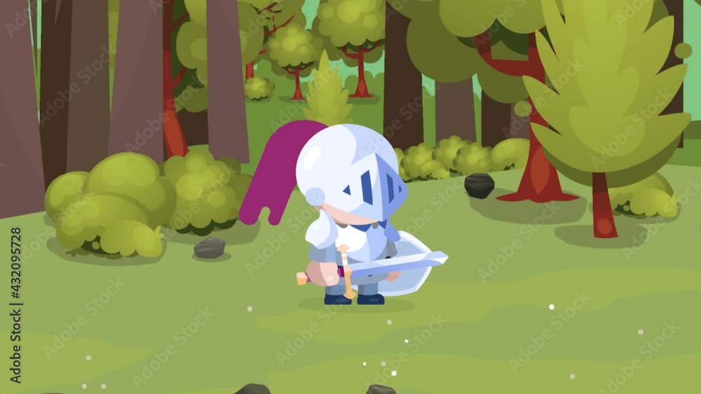 RPG Game Player in Heavy Armor with helmet ON Holding a One handed ...