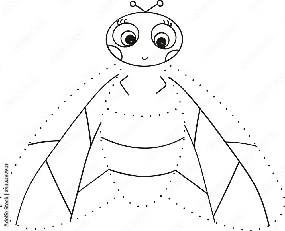 Coloring book with a picture of a cute cartoon fly for preschool ...