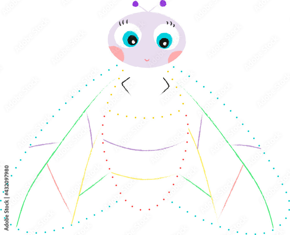 Coloring book with a picture of a cute cartoon fly in color for ...