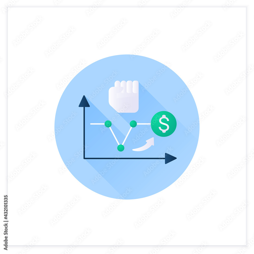 V shaped recovery flat icon. Fluctuations.Economic decline,short trough ...