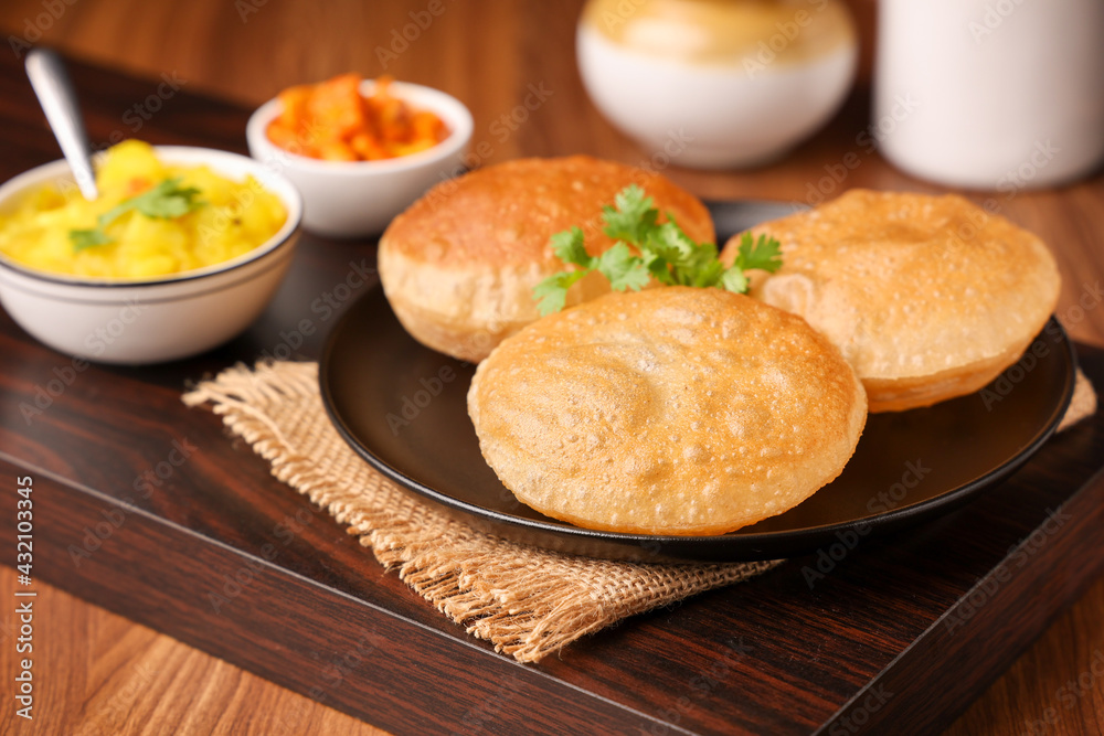 Puri Bhaji North Indian Poori with aalu bhaji , aalu sabji potato spicy ...