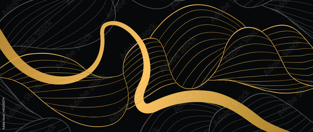 Gold abstract line arts background vector. Luxury wall paper design for ...