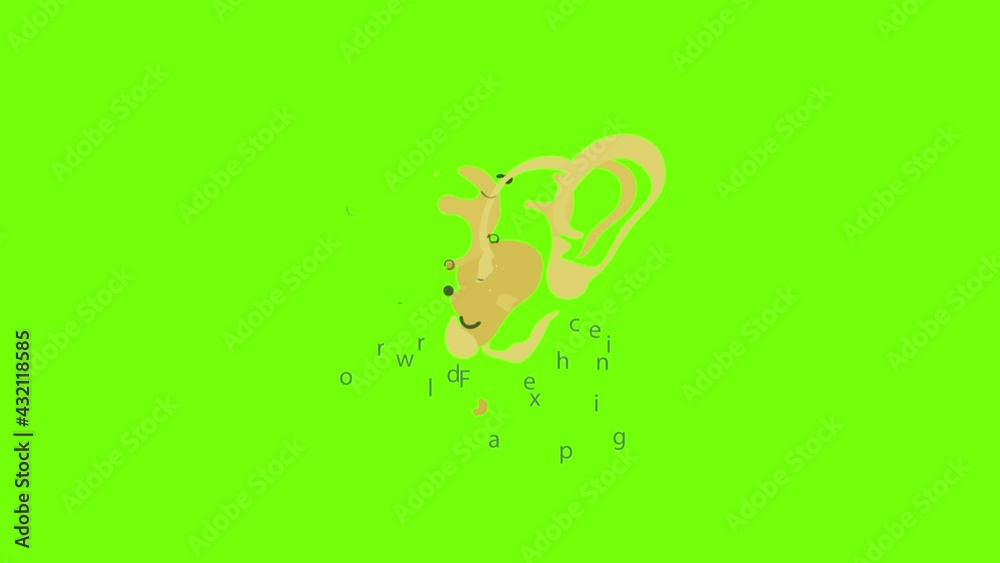 Ear piercing icon animation cartoon object on green screen background ...