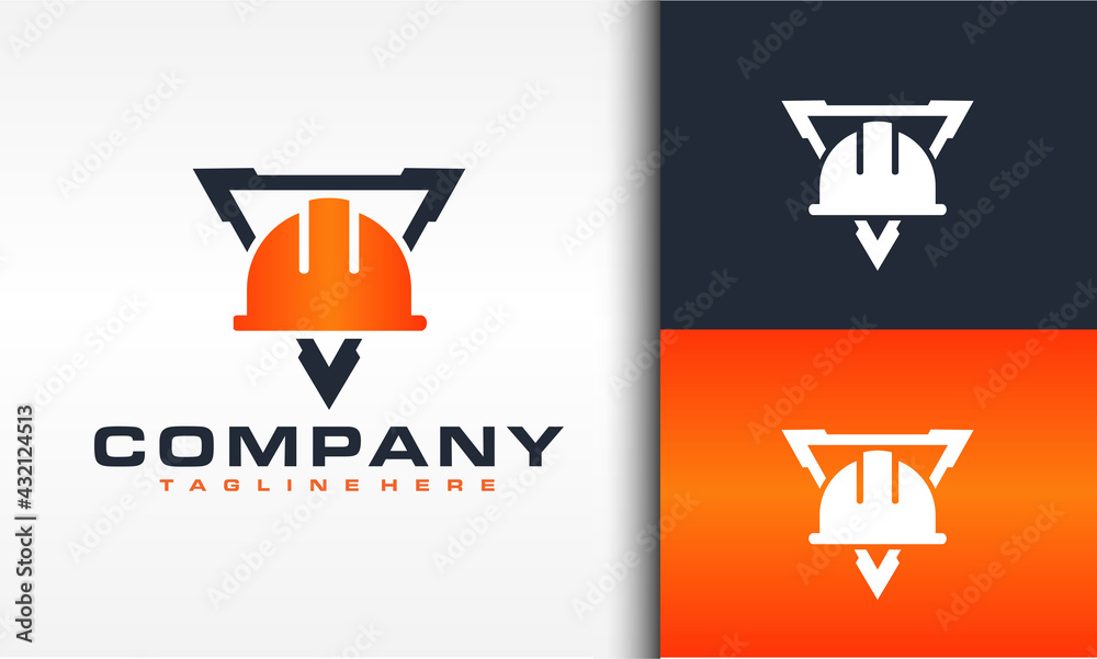 triangle logo construction helmet Stock Vector | Adobe Stock