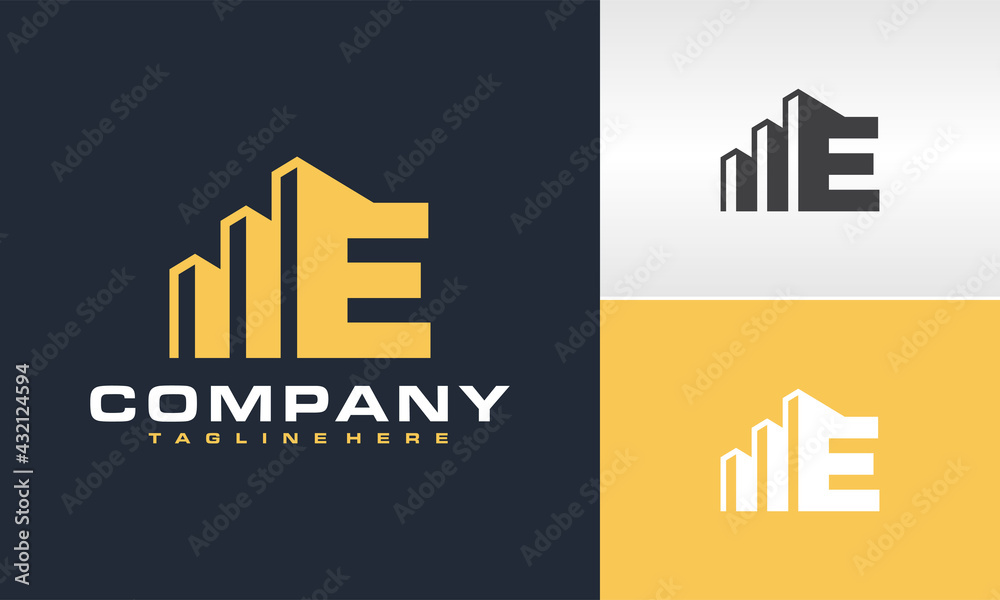 letter E city building logo Stock Vector | Adobe Stock