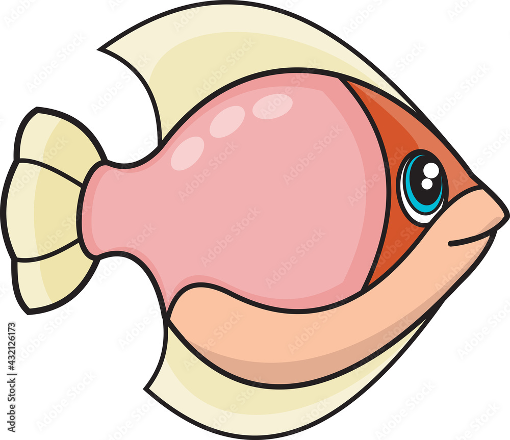 Cartoon illustration of funny sea fish. Cute and funny cartoon ...