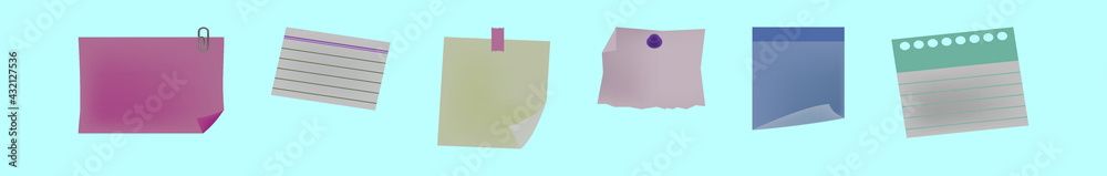 set of index cards cartoon icon design template with various models ...