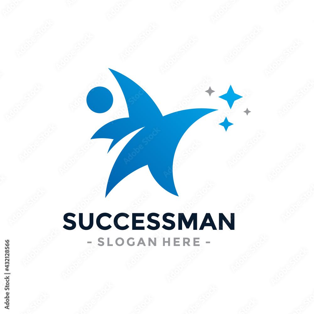 Success people logo template design. Shapes a clean star logo. The ...
