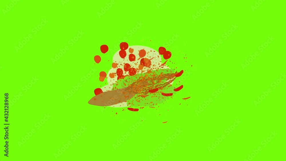 Fried fish icon animation cartoon object on green screen background ...