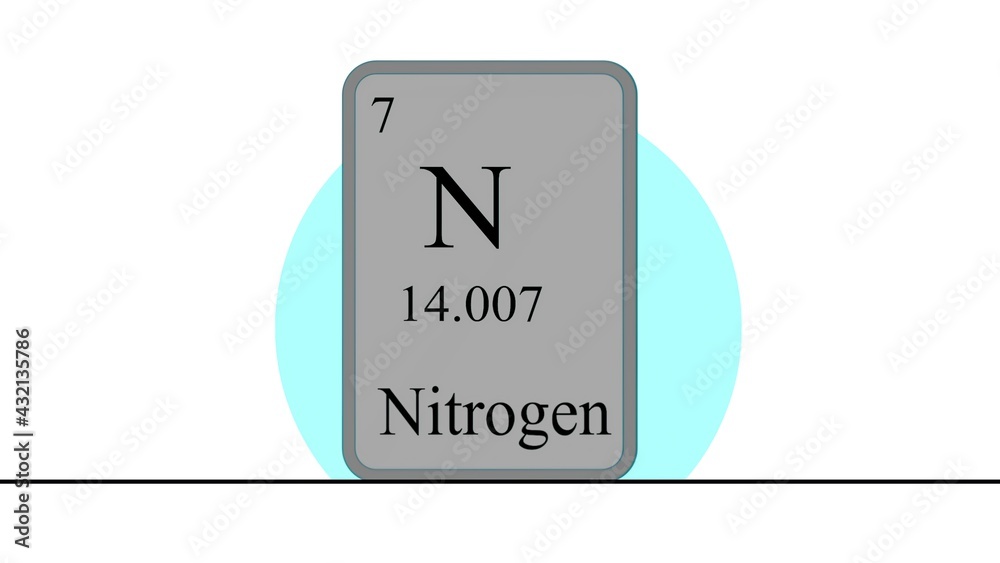 3D illustration - Nitrogen. Element of the periodic table of the ...