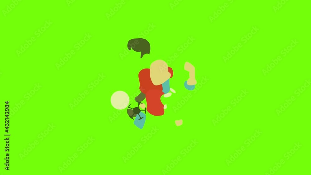 Football player icon animation cartoon object on green screen ...