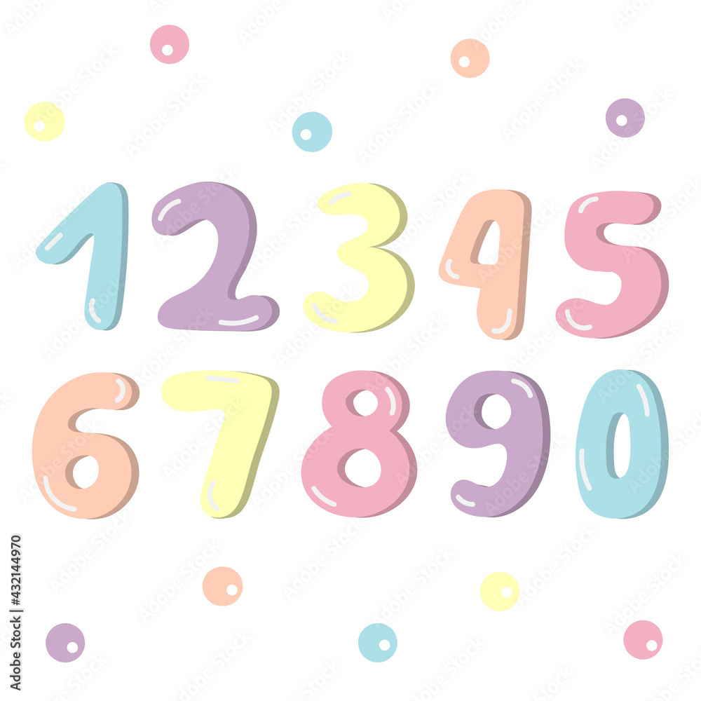 Cartoon numbers. Card design. Vector illustration background. Stock ...