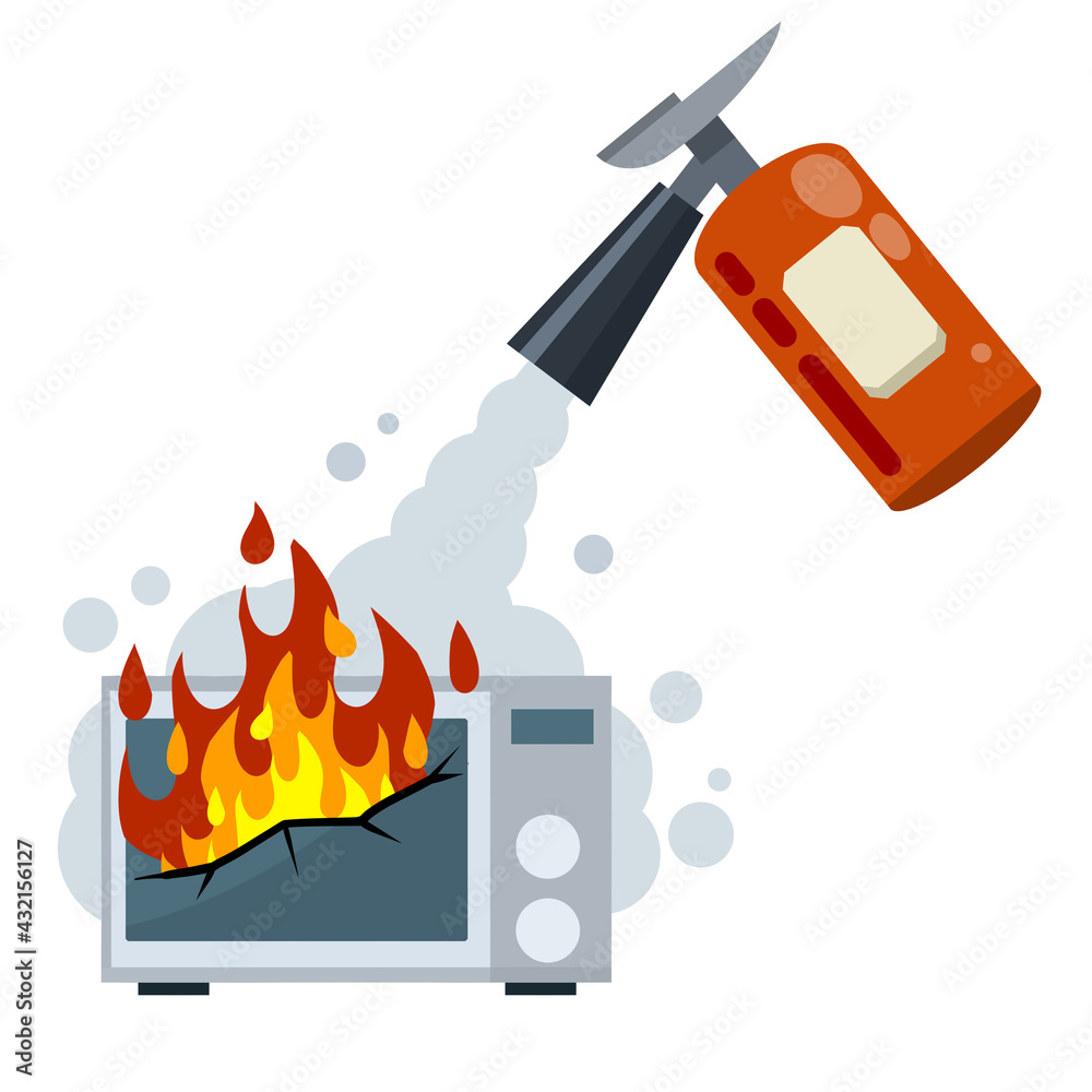 Fire fighting. Job of a firefighter. Flat cartoon illustration. Danger ...