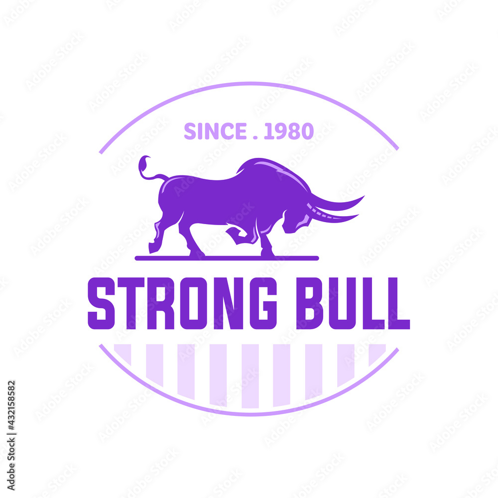 big and strong bull logo, simple mascot of purple bull vector ...