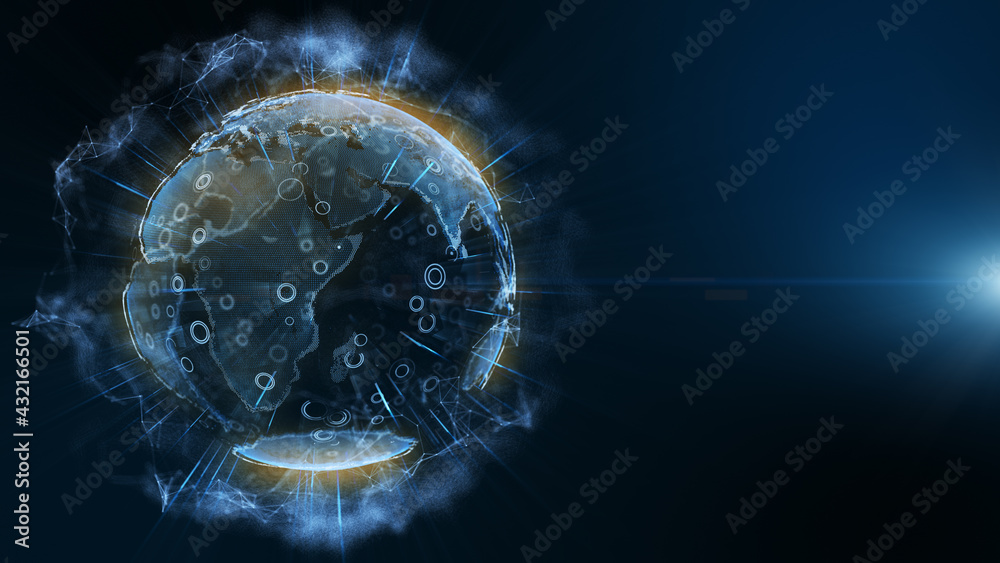 Blue earth digital technology, business and communications background ...