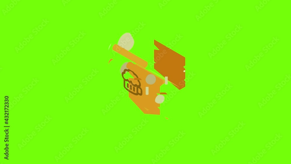 Beer bar welcome board icon animation cartoon object on green screen ...
