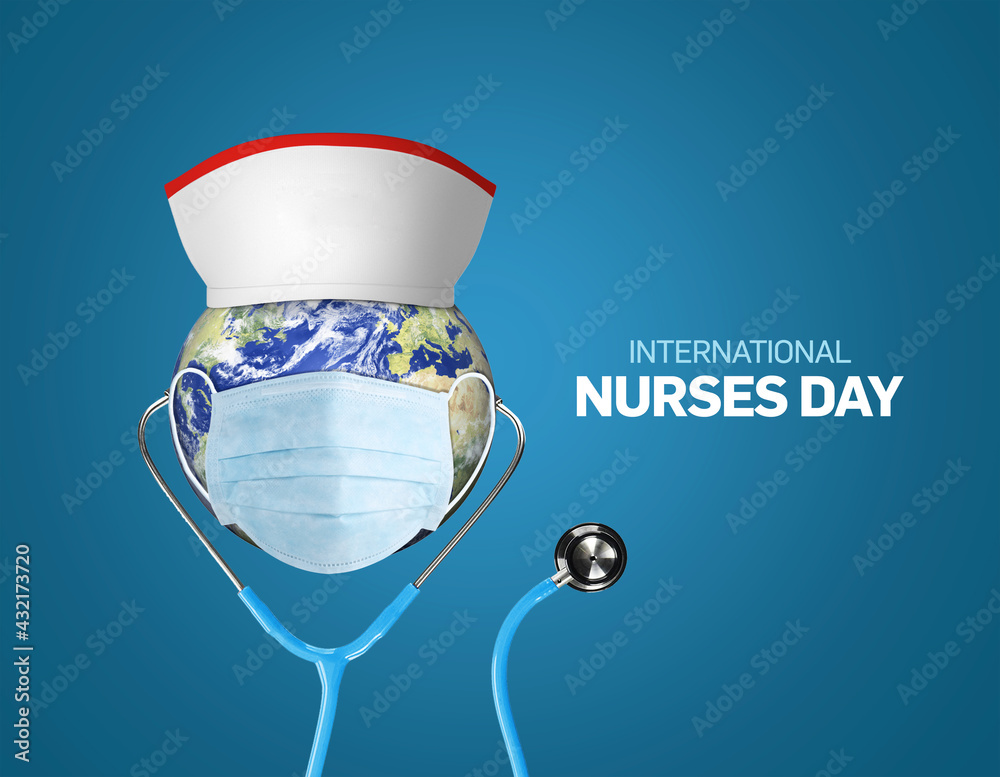 International nurse day. World nurse day concept isolated on blue ...