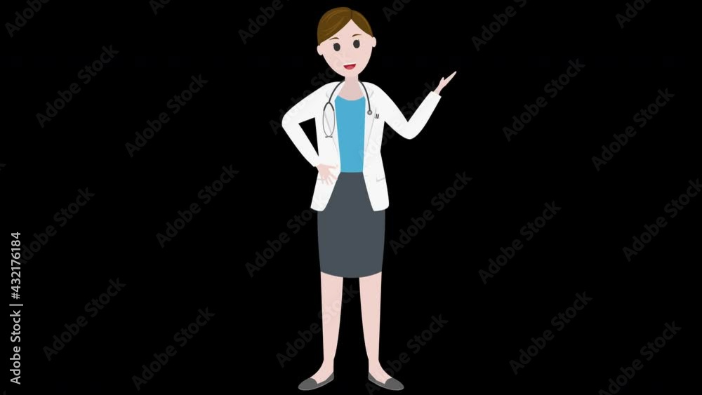 Cute female doctor cartoon illustration animation giving presentation ...