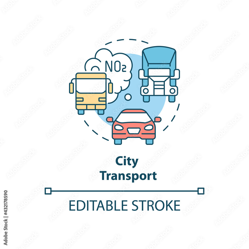 City transport concept icon. Outdoor air pollutant idea thin line ...