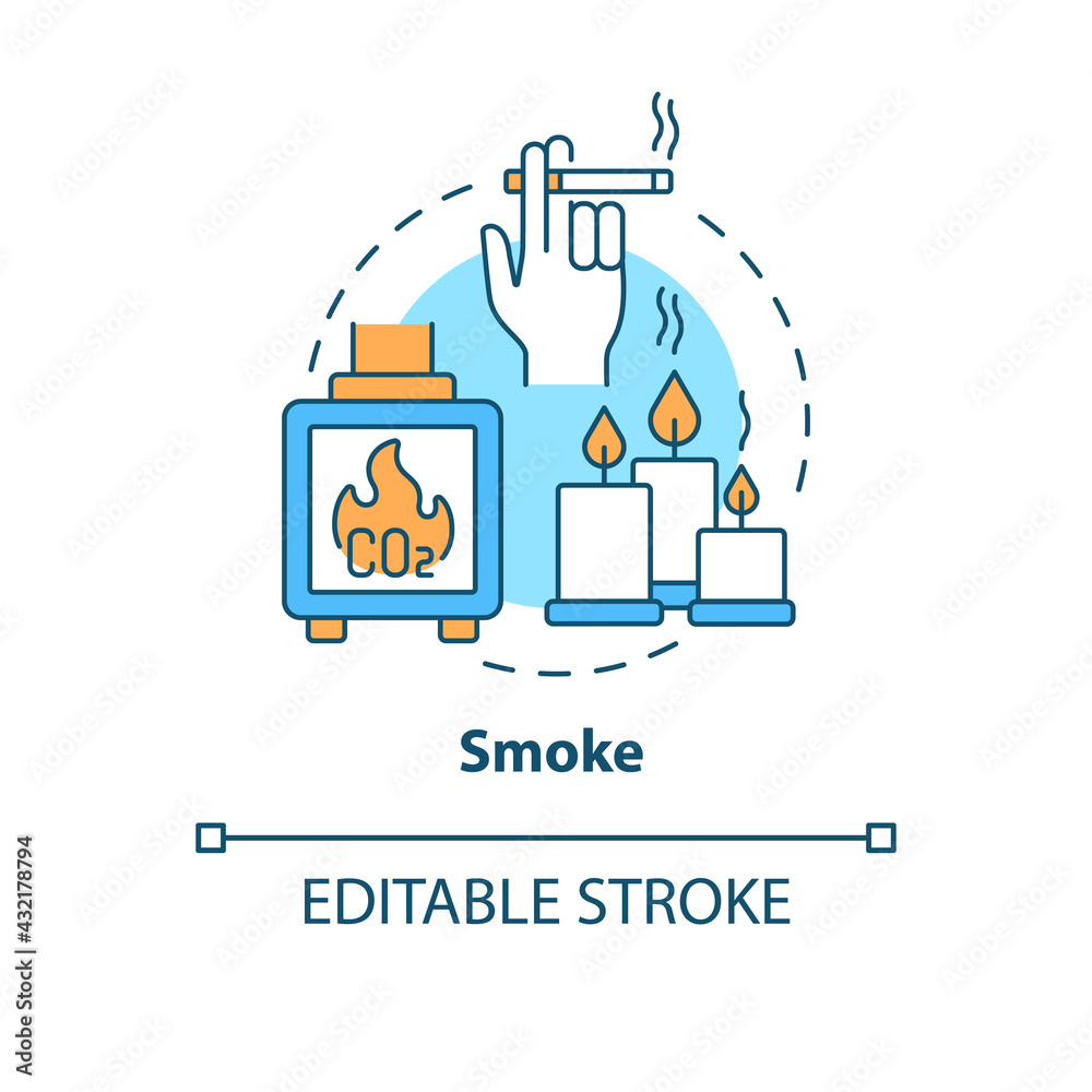 Smoke concept icon. Indoor air pollution idea thin line illustration ...