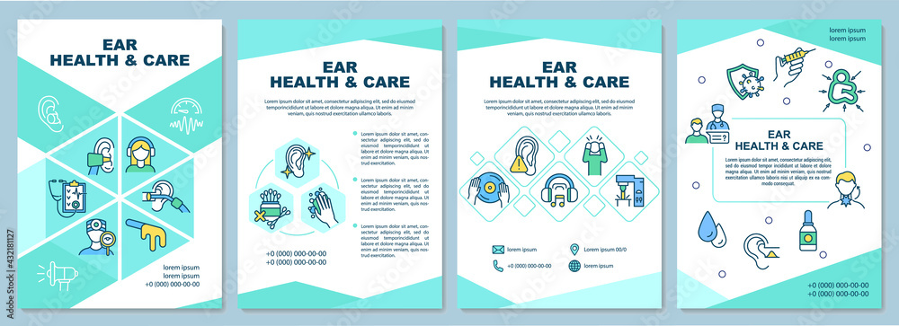 Ear health and care brochure template. Gently cleaning ears. Flyer ...