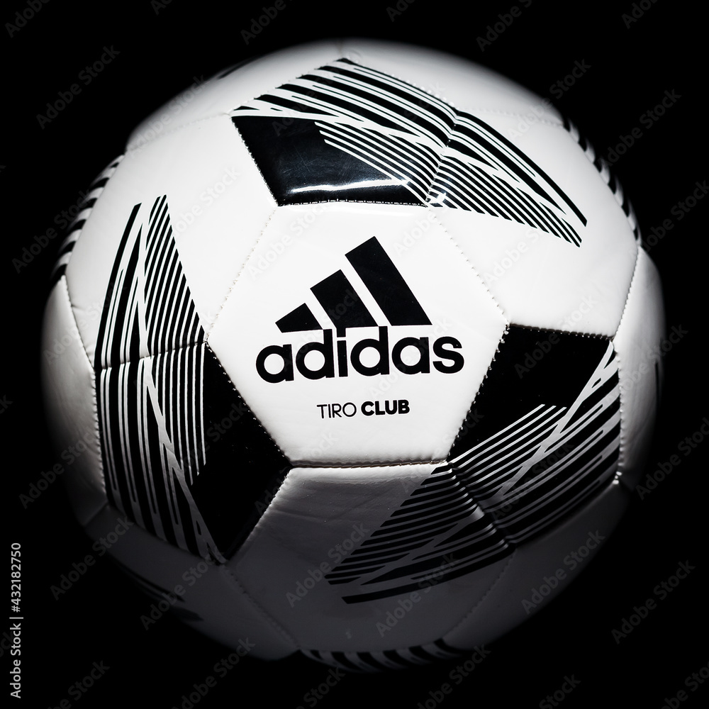 Soccer, football ball Adidas Tiro Club on a black background. Adidas ...